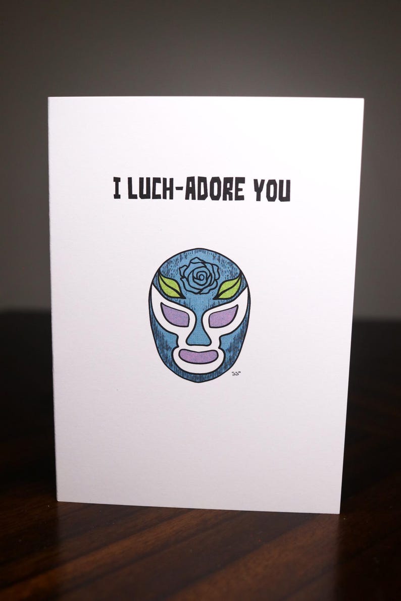 Luchador De Amor -greeting Card With Self Seal Envelope / Wrestling ...