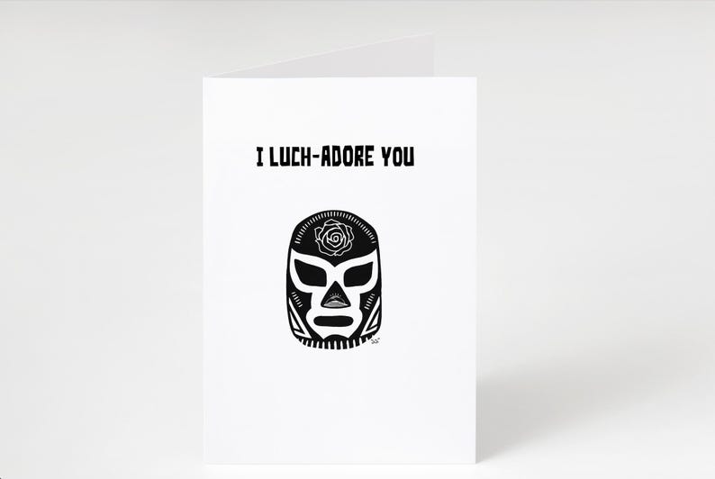Luchador De Amor -greeting Card With Self Seal Envelope / Wrestling ...