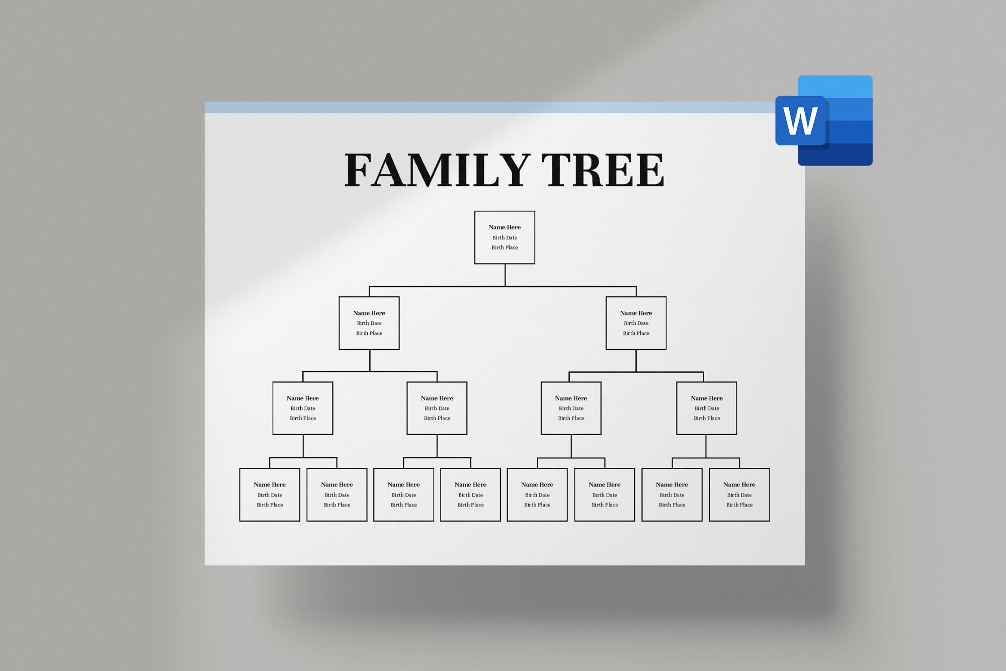 Stammbaum Chart Vorlage Bearbeitbare Microsoft Word Template - Etsy.de
