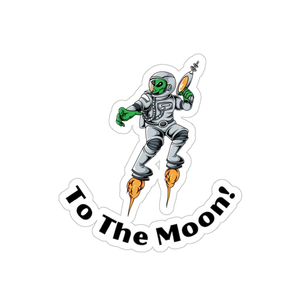 Alien Blast off -- to the Moon! Transparent Outdoor Stickers, Die-cut ...