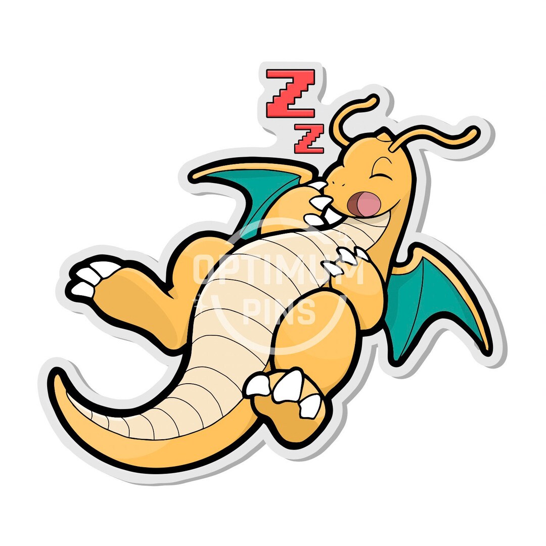 Sleepy Dragonite Pokemon Sticker | Holographic Vinyl Sticker - Etsy