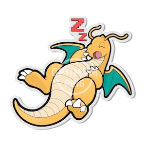 Sleepy Dragonite Pokemon Sticker | Holographic Vinyl Sticker - Etsy