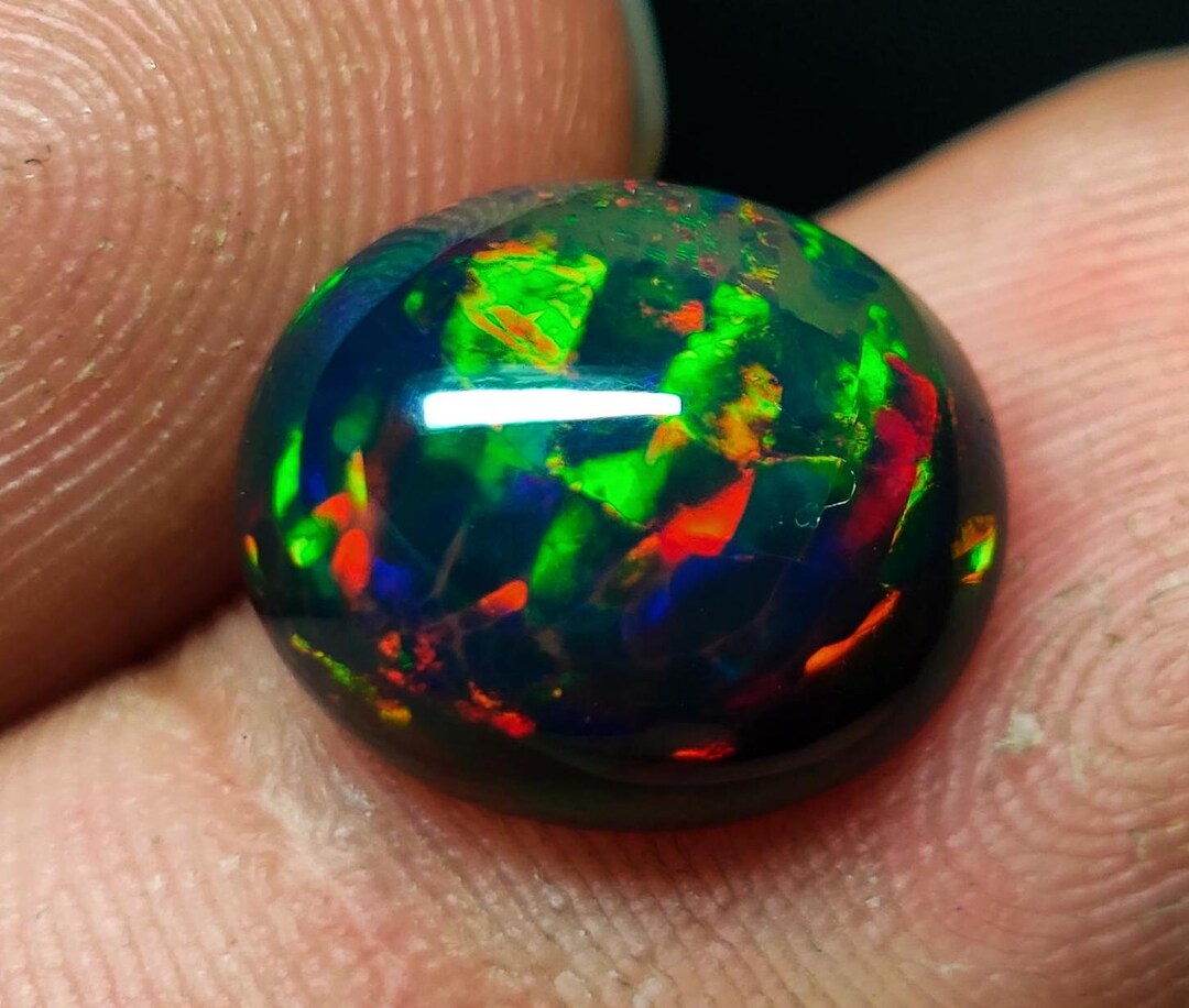 Natural Black Opal Cabochon, Multi Fire Honeycomb Gemstone (10x12mm) - Etsy