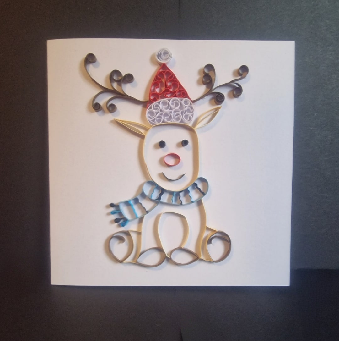 Rudolph the Red Nosed Reindeer Paper Quilled Christmas Card - Etsy