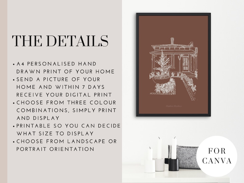 Custom Home Illustration Hand Drawn Digital Print Home Decor - Etsy