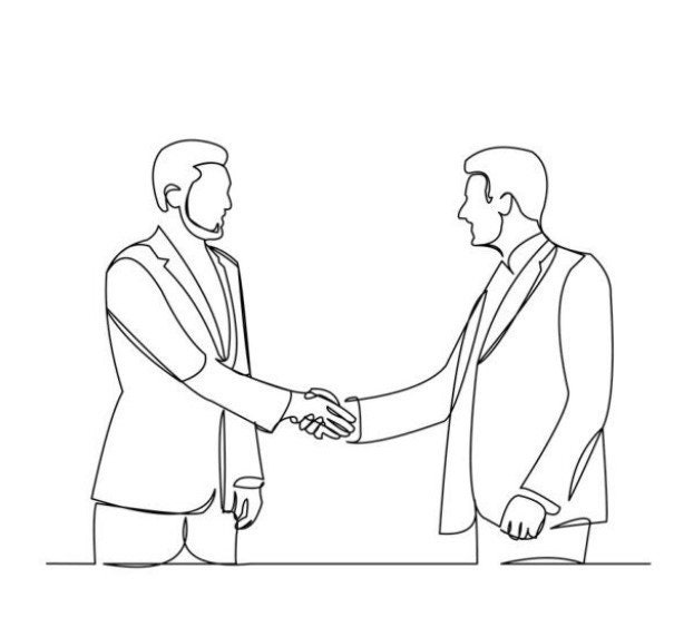 2 Hands Shaking Drawing