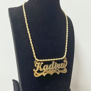 18K Gold Filled Name Plate, Nameplate Necklace, Double Plated Name ...