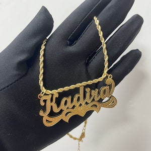 18K Gold Filled Name Plate, Nameplate Necklace, Double Plated Name ...