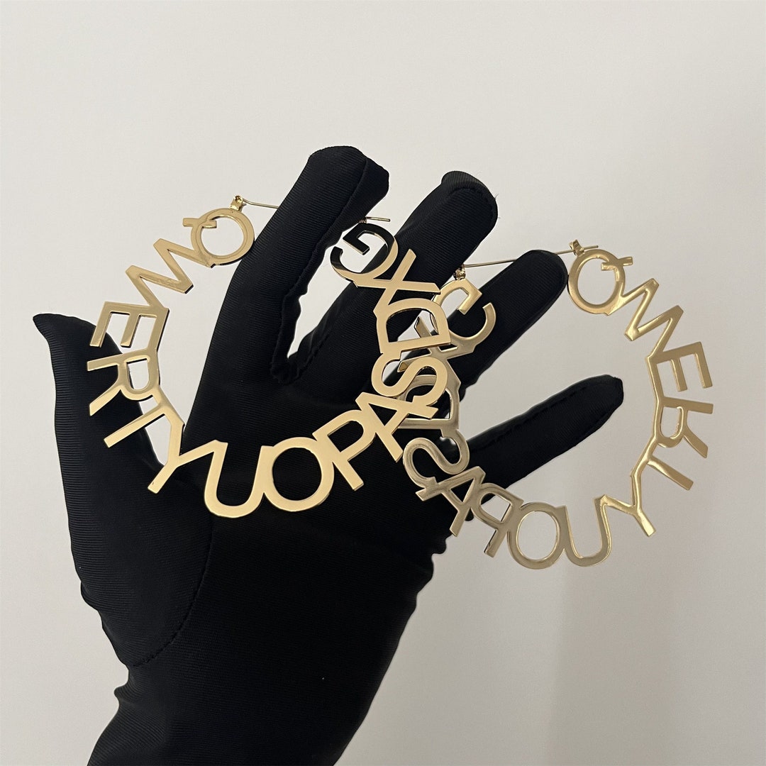 Custom Letter Hoop Earring, Name Hoop Earrings, Circle Earrings Name ...