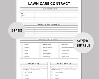 Lawn Care Agreement, Service Contract, Landscaping Contract, Garden ...