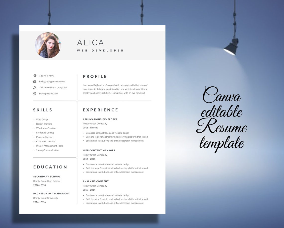 Cv Templatecvresume Templateprofessional Resumecv Template - Etsy