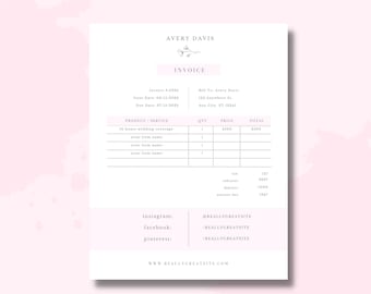 PINK INVOICE Editable Template Printable WORD Doc/canva - Etsy
