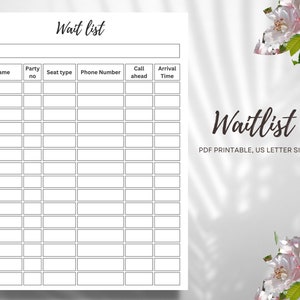 Wait List, Printable Business Contact List, MLM Waitlist, Client Wait ...