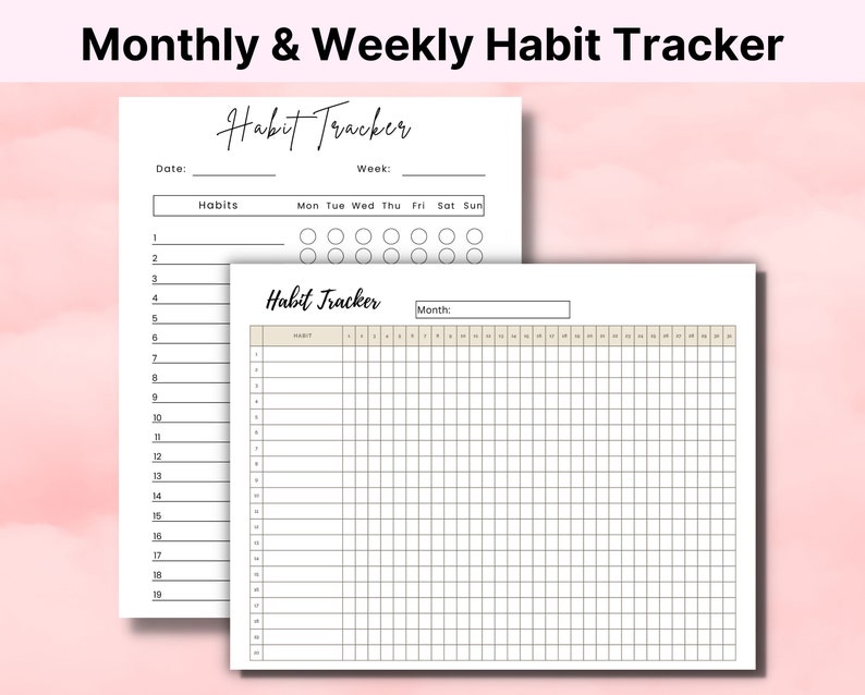 Editable Monthly Habit Tracker, Printable Landscape, Habit Tracker ...