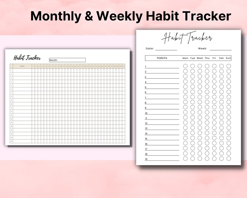 Editable Monthly Habit Tracker, Printable Landscape, Habit Tracker ...