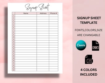 Editable Sign up Sheet, 2 Email Sign up Forms, PRINTABLE Sign Up ...