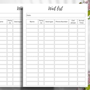 Wait List, Printable Business Contact List, MLM Waitlist, Client Wait ...