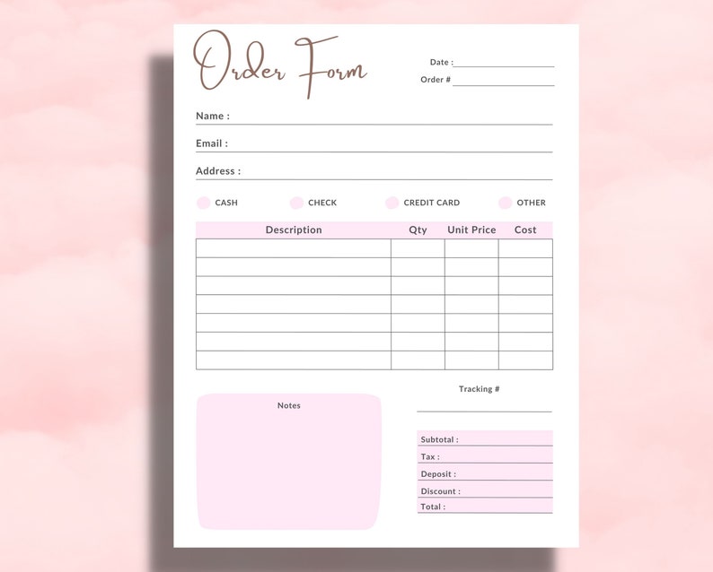 Order Form Template, Editable Small Business Order Forms, Customer ...