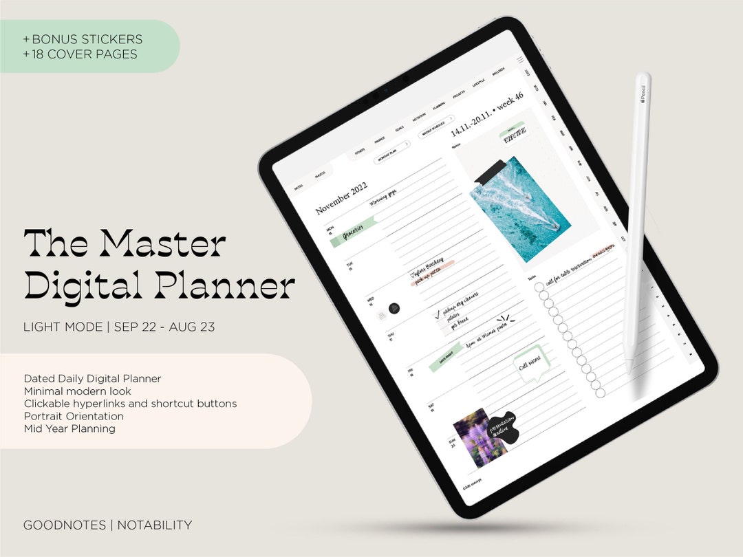 2022-23 Master Digital Planner|light Mode|digital Journal, Dated Mid ...