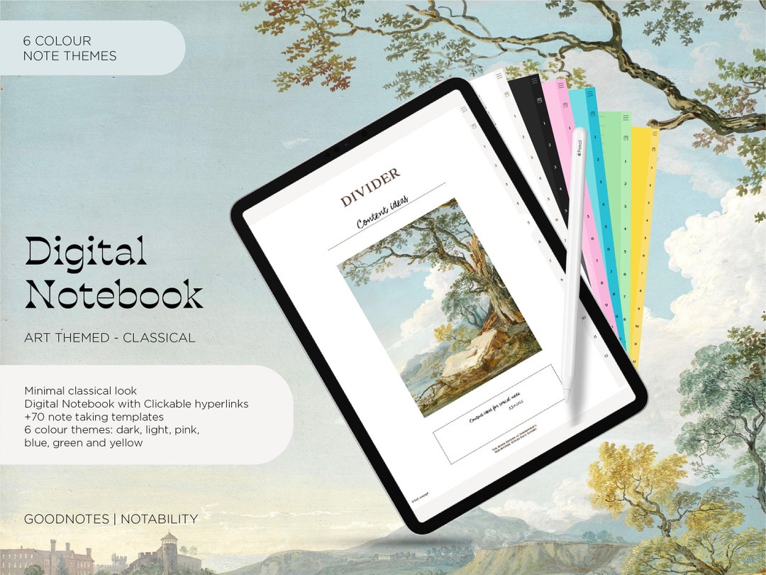 Digital Notebook | FINE ART CLASSICAL Theme | Hyperlinked- 12 Dividers ...