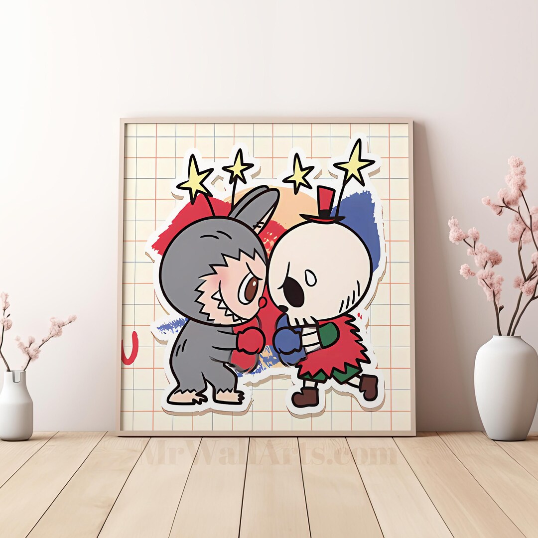 Lovers Fight Tycoco & Labubu Poster, Labubu the Monster Decor, Labubu ...
