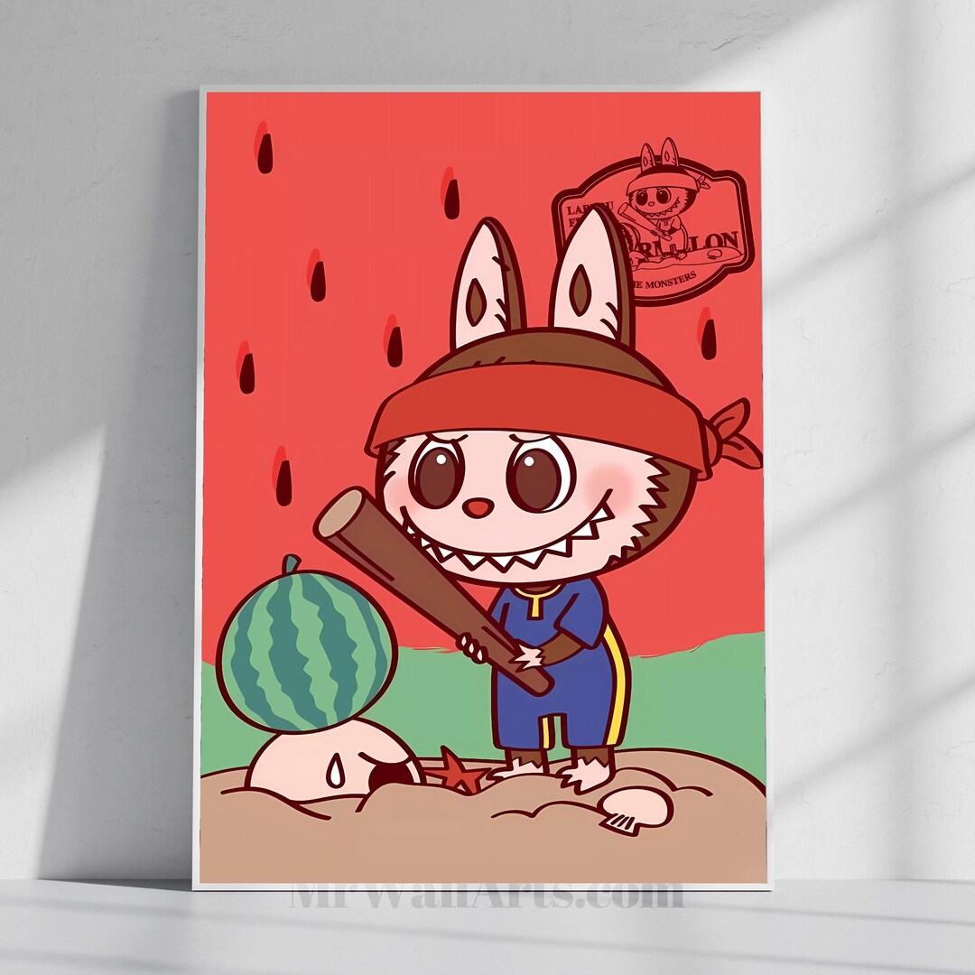 The Monster Fruit Labubu Watermelon Poster, Labubu the Monster Decor ...