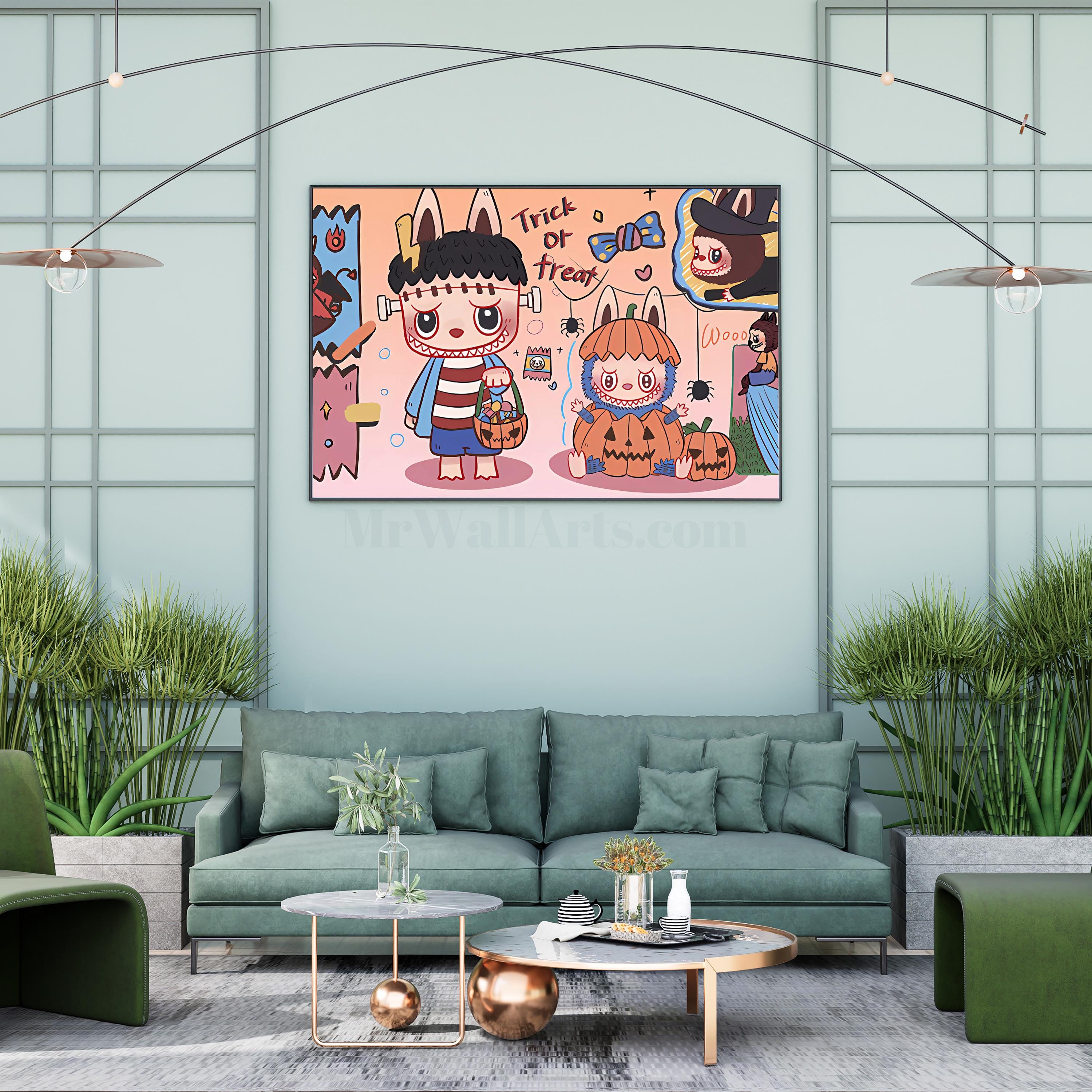 Trick or Treat Halloween Labubu Poster, Labubu the Monster Decor ...