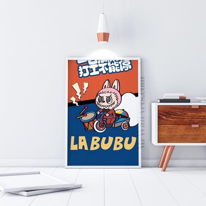 Playful Labubu the Monster Poster, Labubu the Monster Decor, Labubu ...