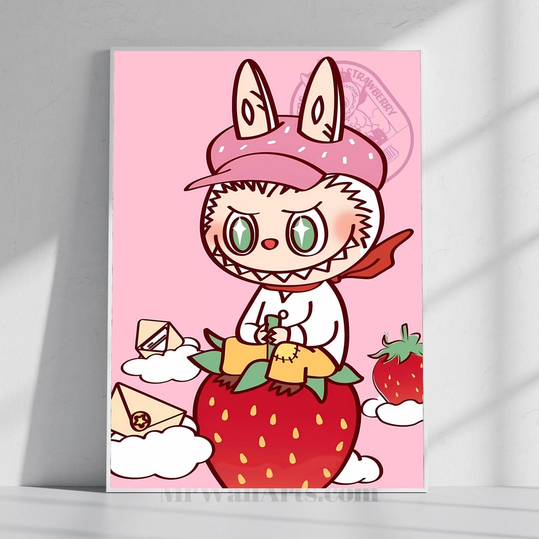 The Monster Fruit Labubu Strawberry Poster, Labubu the Monster Decor ...