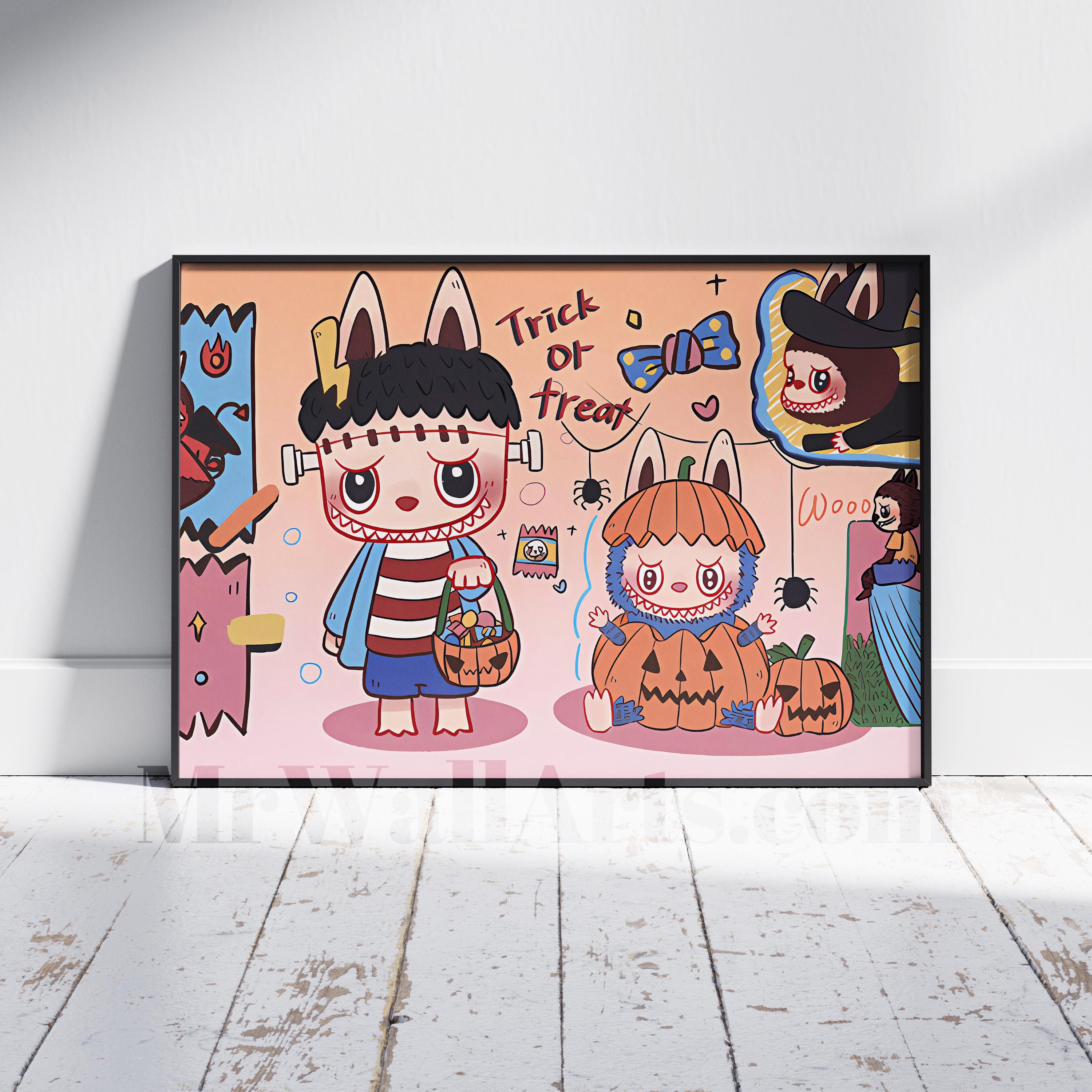 Trick or Treat Halloween Labubu Poster, Labubu the Monster Decor ...