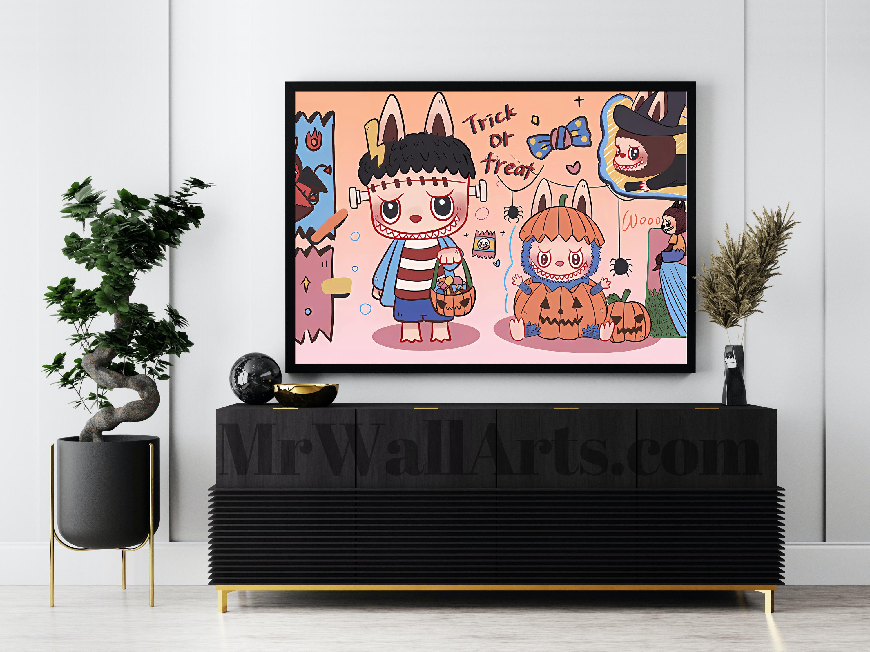 Trick or Treat Halloween Labubu Poster, Labubu the Monster Decor ...