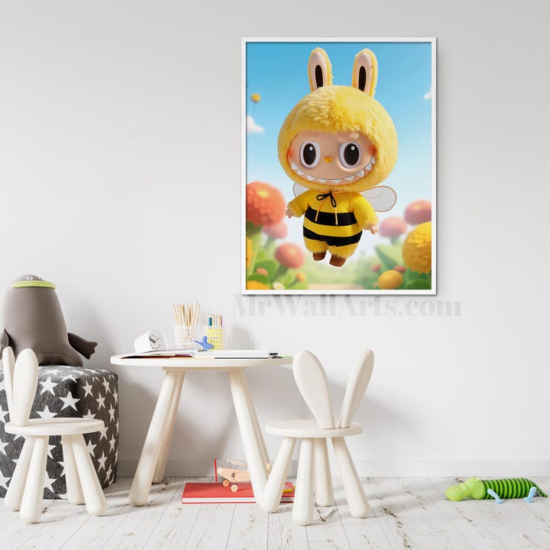 Bright Bee Labubu Poster, the Monster Labubu in Bee Costume Print ...