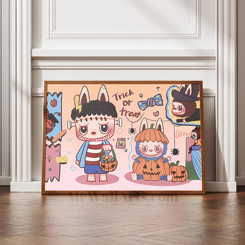 Trick or Treat Halloween Labubu Poster, Labubu the Monster Decor ...