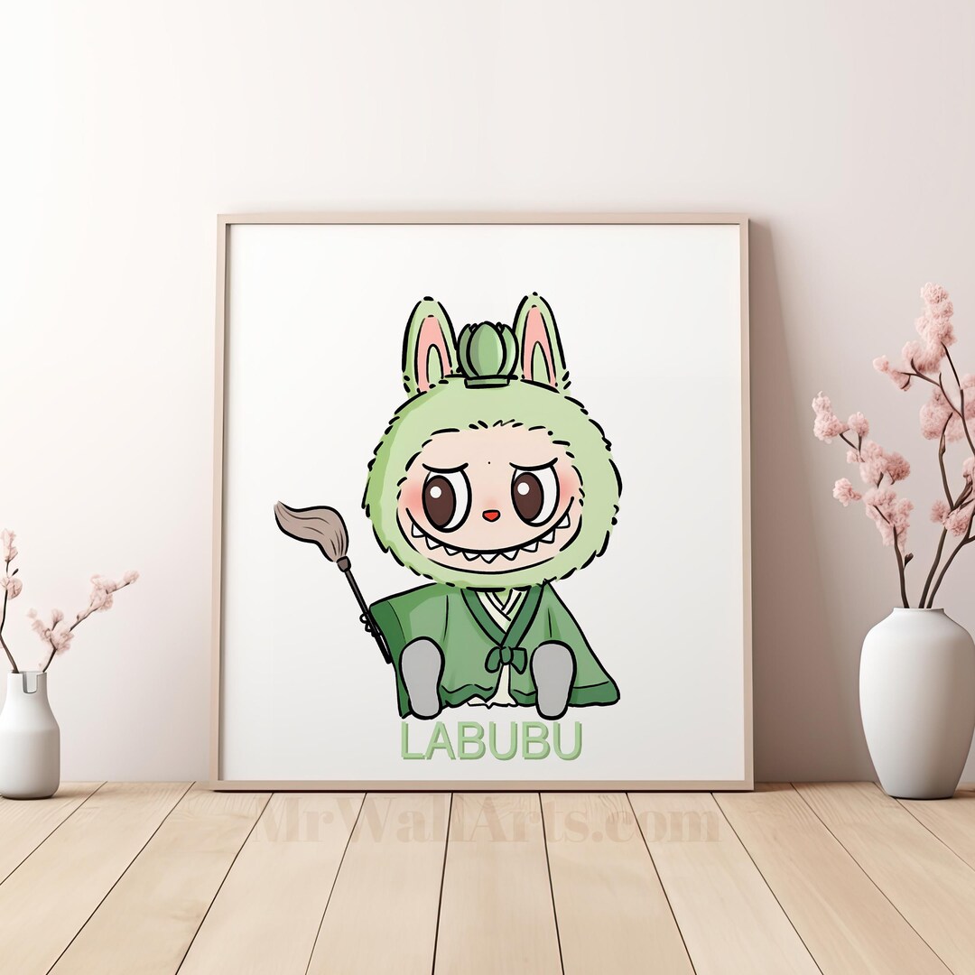 Labubu the Green Monk Poster, Labubu the Monster Decor, Labubu Wall Art ...