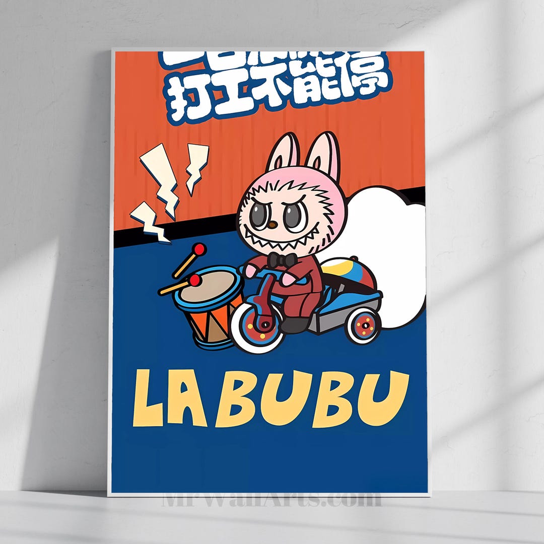 Playful Labubu the Monster Poster, Labubu the Monster Decor, Labubu ...