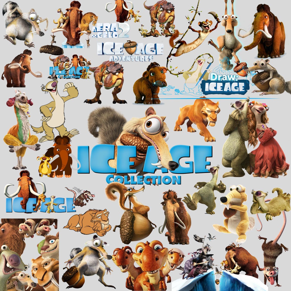 110 Ice Age PNG Bundle, Sid the Sloth Clipart, Manny PNG, Ice Age 2 ...