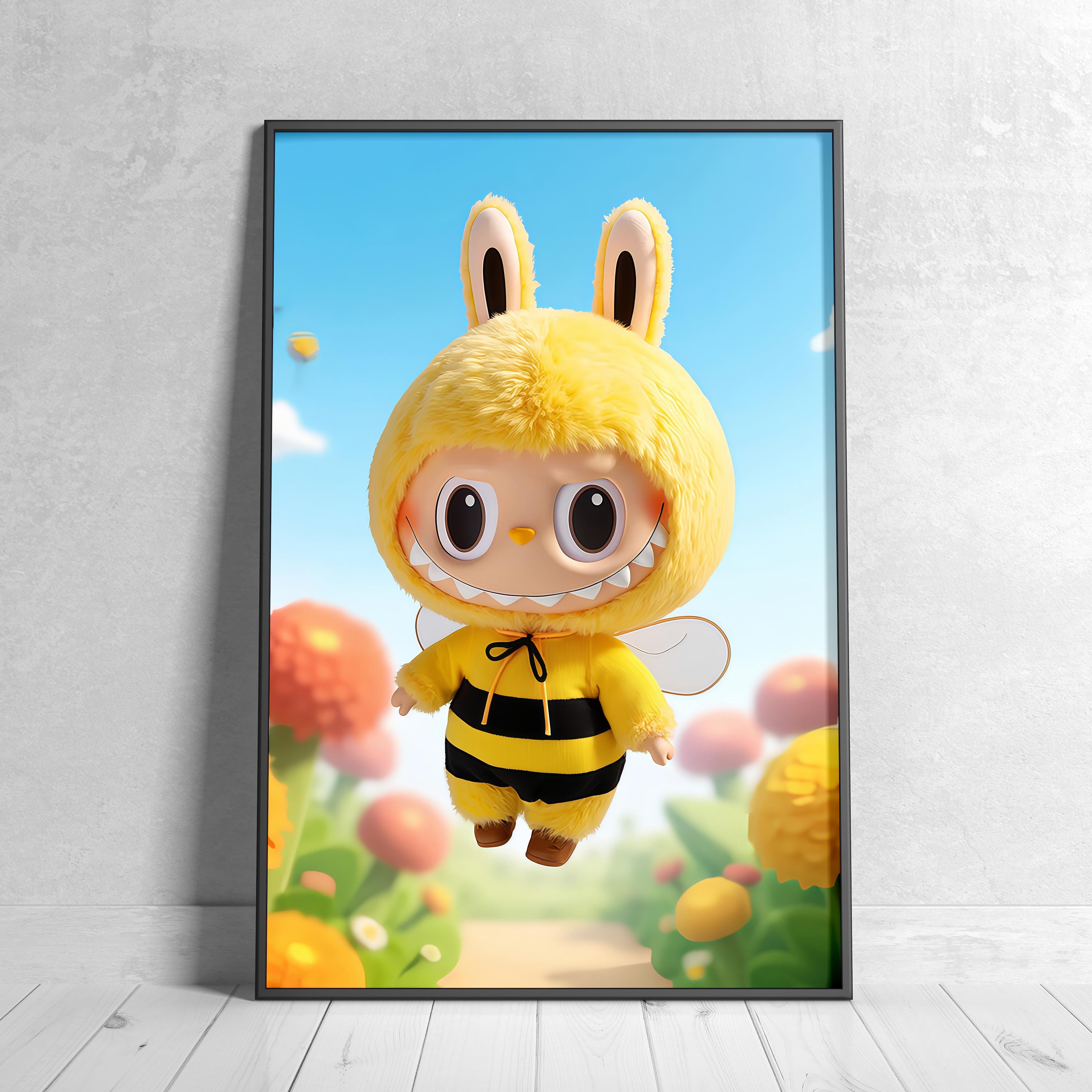 Bright Bee Labubu Poster, the Monster Labubu in Bee Costume Print ...