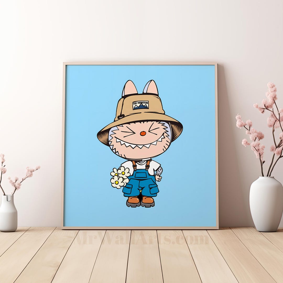 Labubu the Farmer Blue Poster, Labubu the Monster Decor, Labubu Wall ...