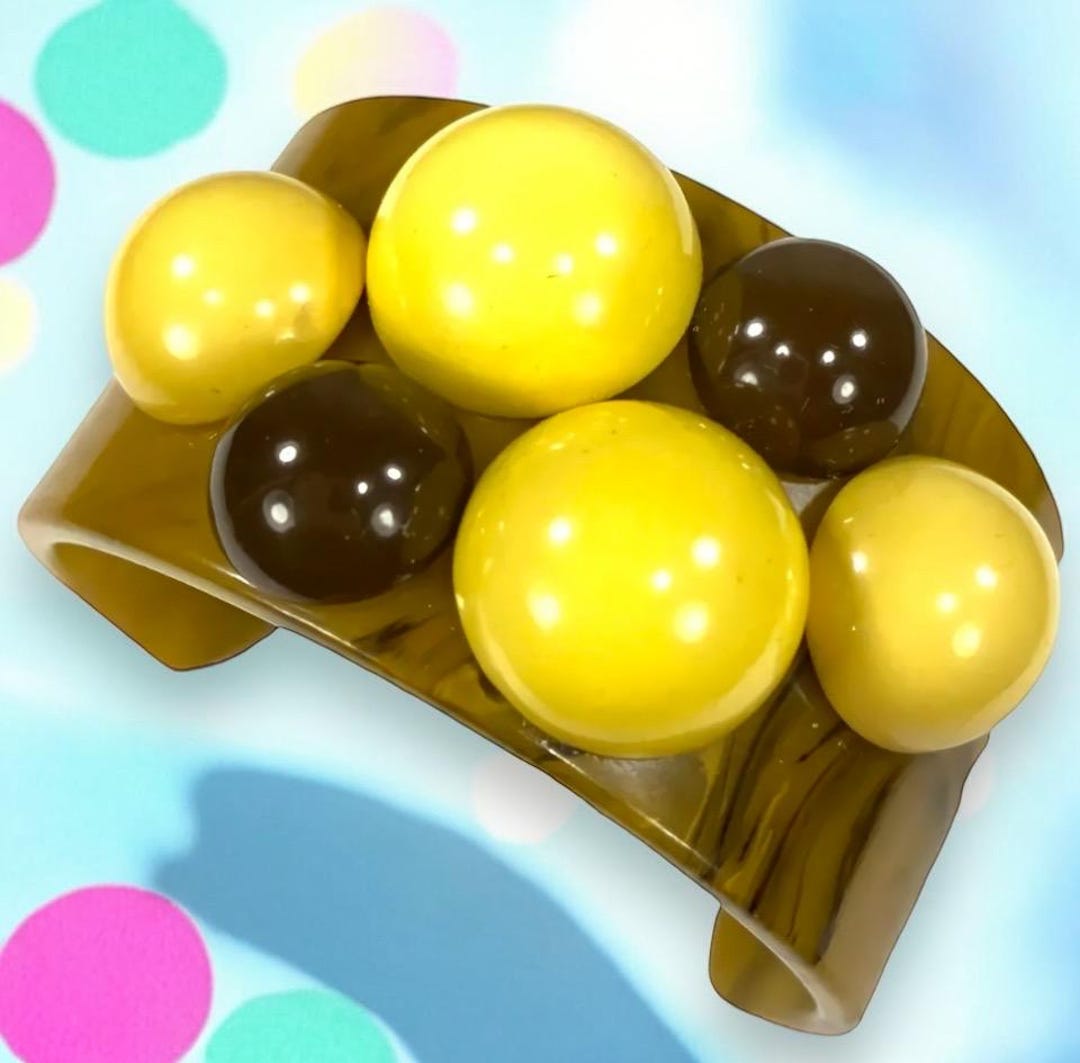Wide Mississippi Mud Bakelite Cuff Bracelet With Raised Dots for Larger ...