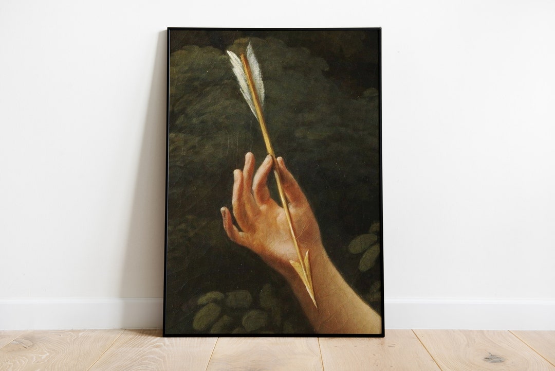 Love Arrow Digital Art Print // Vintage Arrow Oil Painting, Woman and ...