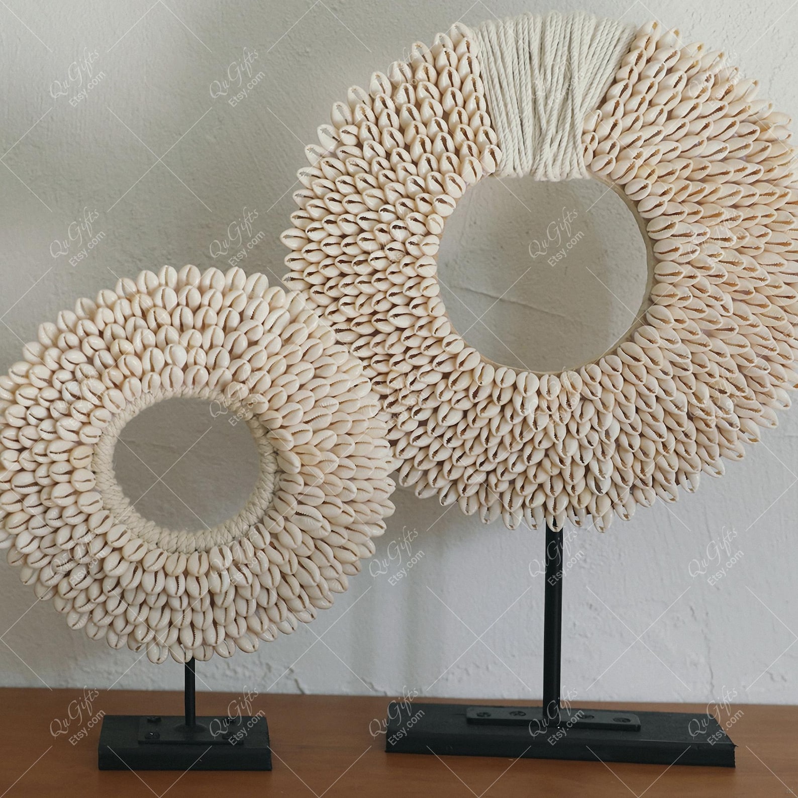 Handmade Cowrie Shell Table Decor: Coastal Boho Sculpture - Etsy