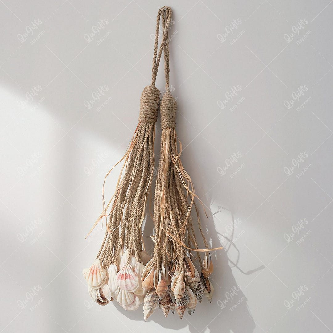 Coastal Seashell Tassel Wall Hanging,handmade Nautical Rope Decor, Boho ...
