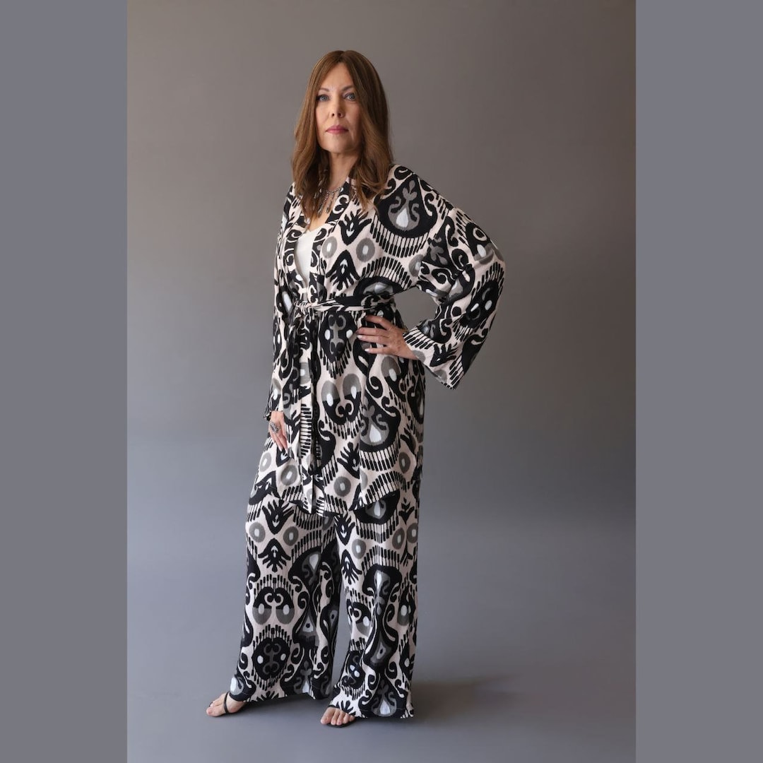 Uzbek Cotton Chapan and Trousers Handmade , Kimono, Robe, Caftan ...