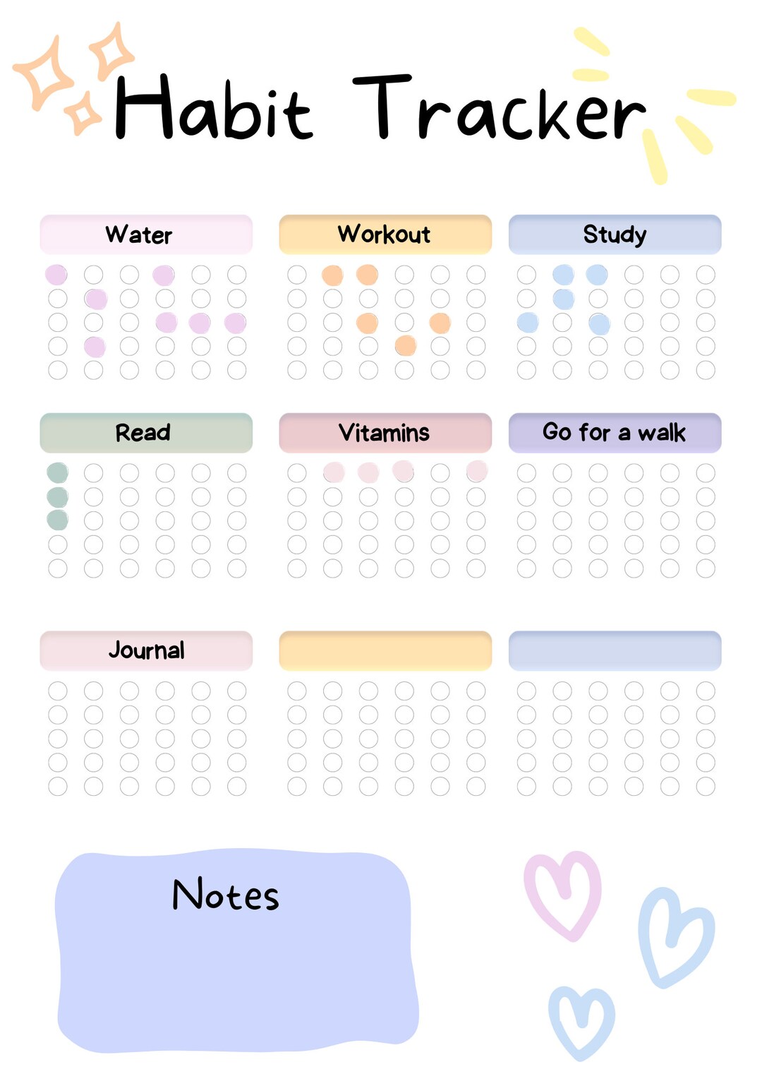 Digital Habit Tracker | 1 Page | PDF Printable | Digital Downloads ...