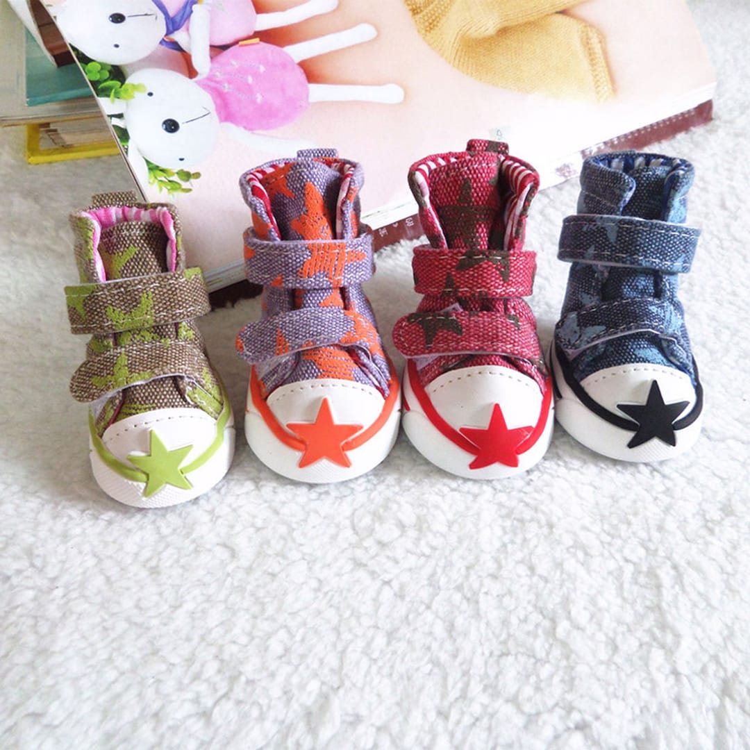 Dog Shoes Cute Stars Puppy Boot Outdoor Casual Canvas Sneakers Teddy ...