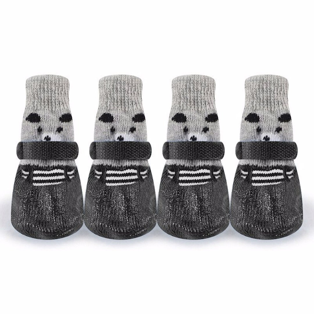 4pc/set Dog Sock Anti-slip Dog Booties With Strap Traction, Paw ...