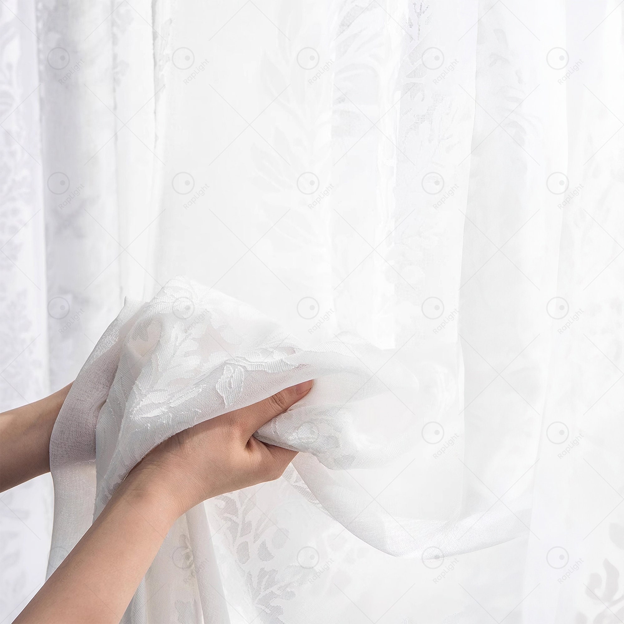 Custom White Living Room Curtains, Translucent Window Drapes, Modern ...