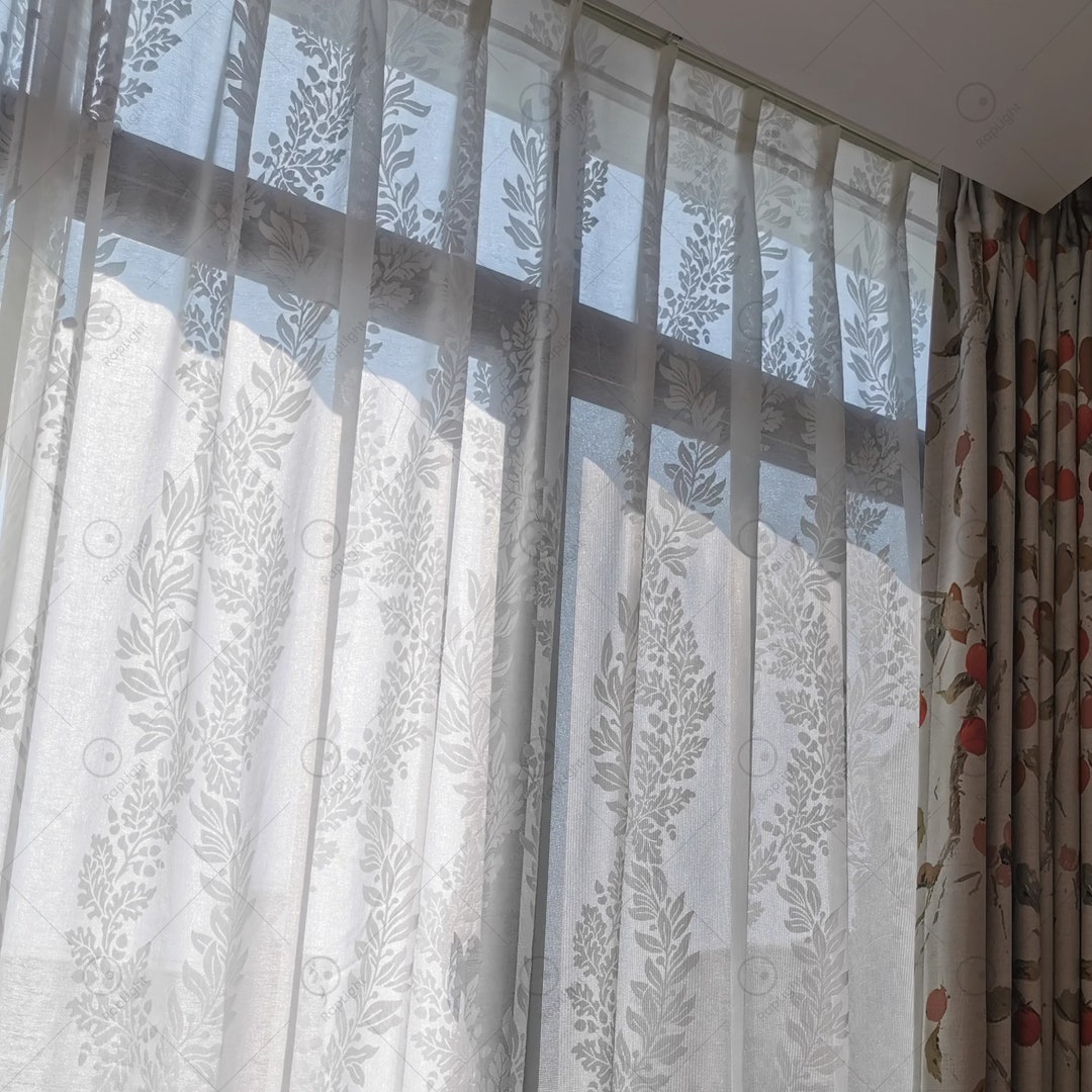 Custom White Living Room Curtains, Translucent Window Drapes, Modern ...