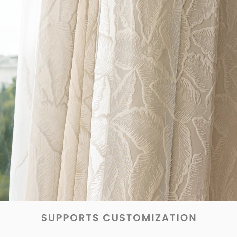 3D Palm Leaf Pattern Curtain, Light Filtering Privacy, Perfect for Balcony, Living Room, Bedroom ...