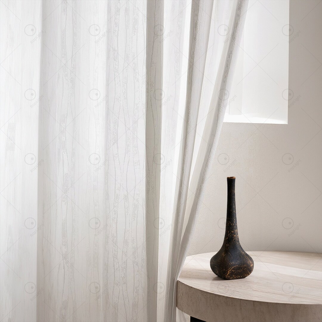 Customizable White Vertical Stripe Curtains, Lightweight Drapery ...